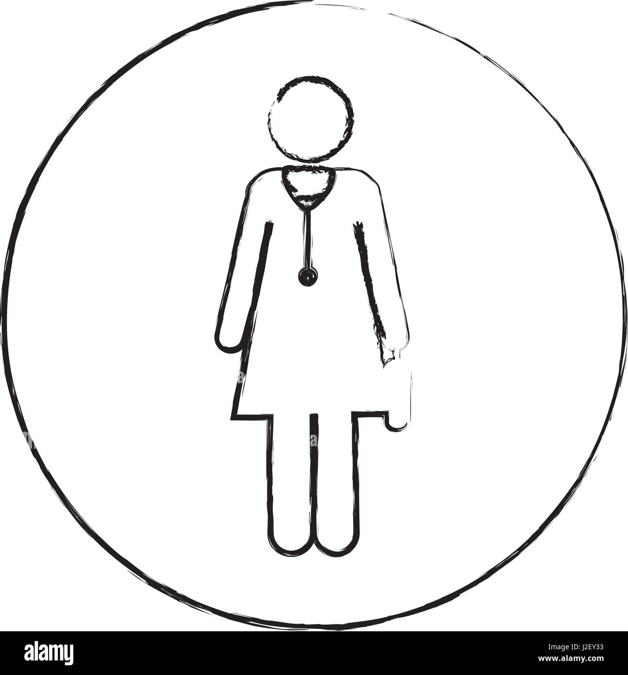 Silhouette doctor woman stethoscope medical Black and White Stock ...