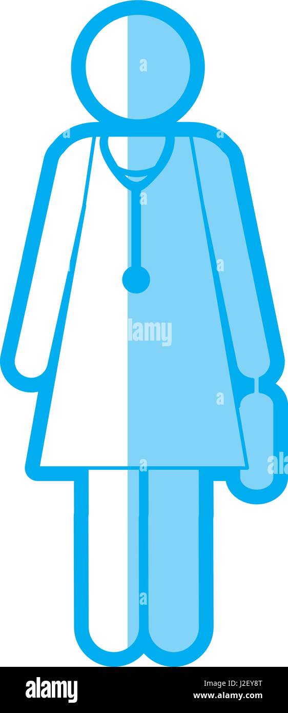blue shading silhouette pictogram female doctor with stethoscope Stock ...