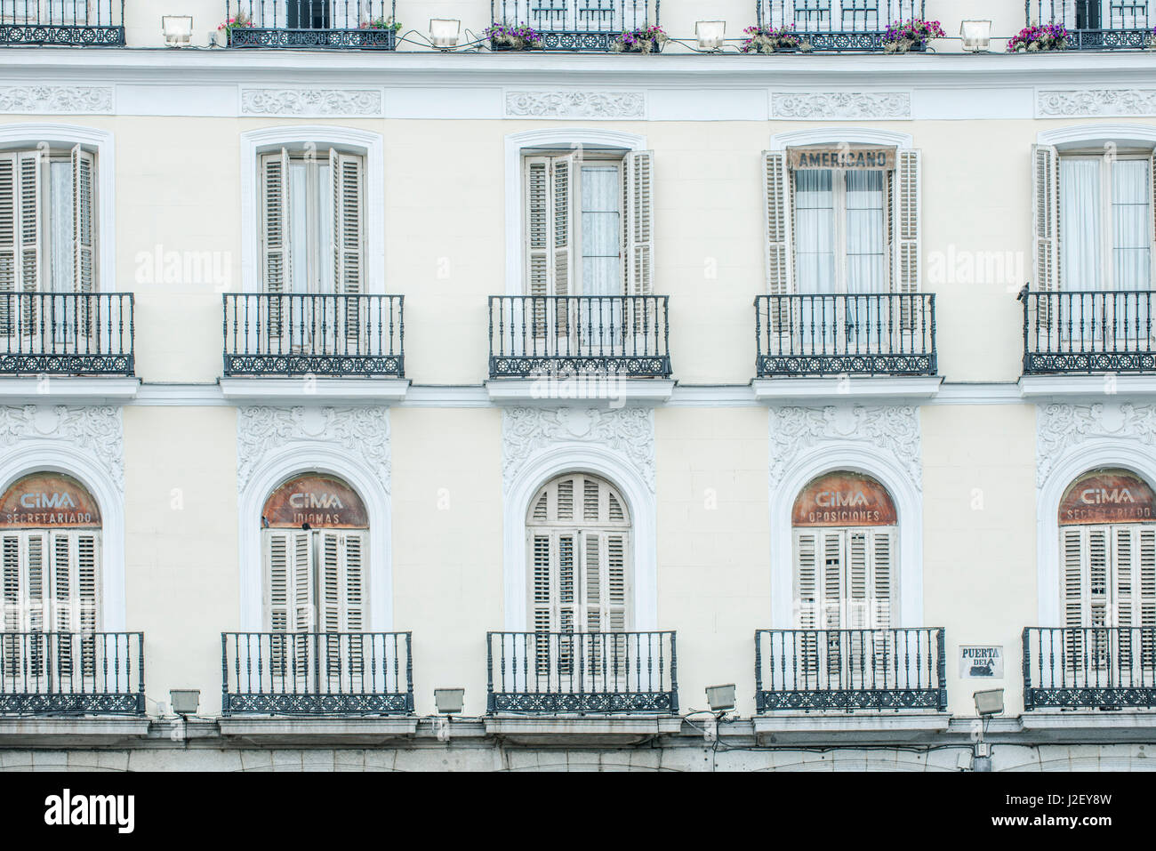 Spain, Madrid, Puerta del Sol, Balconies and Windows (Large format ...