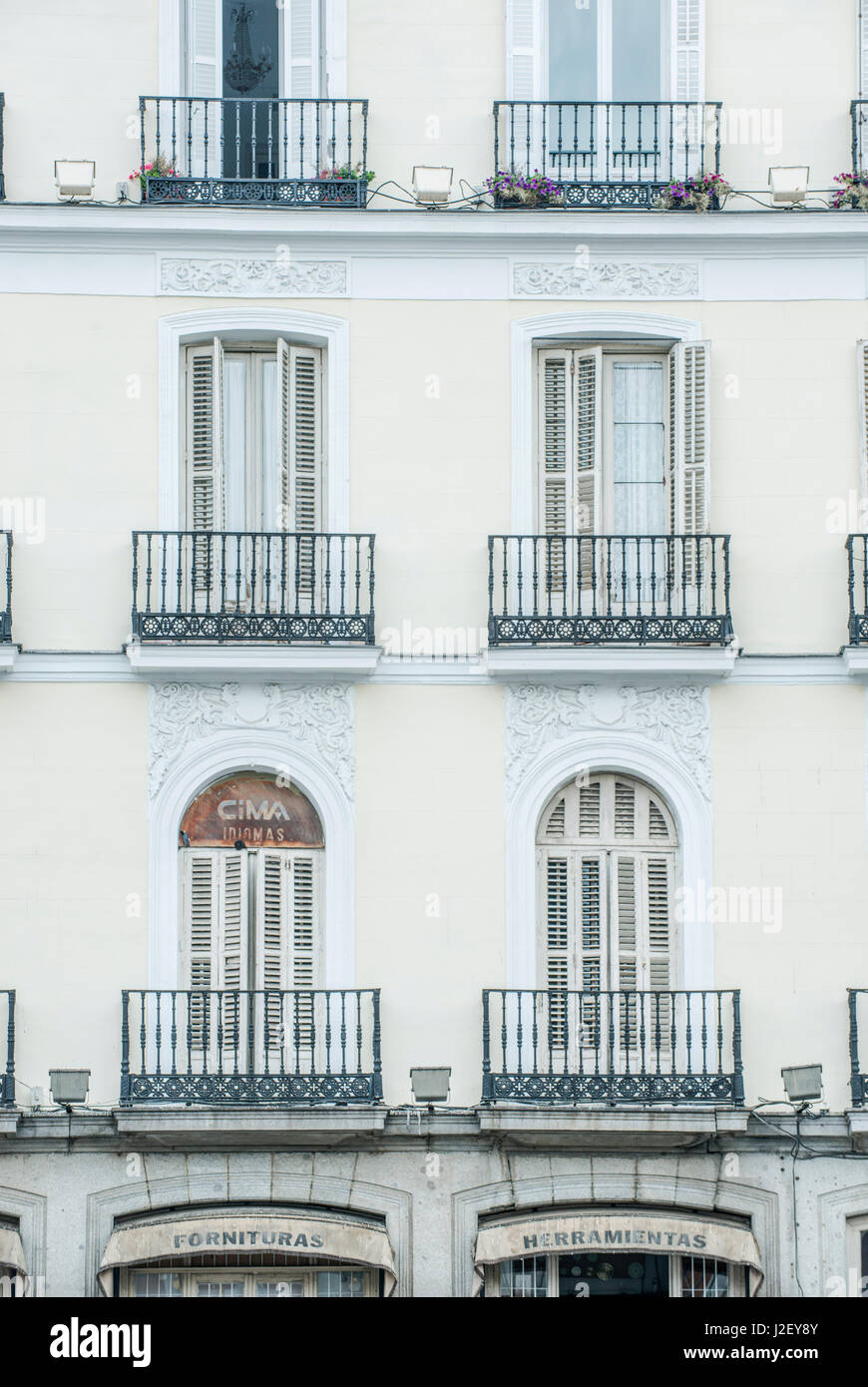 Spain, Madrid, Puerta del Sol, Balconies and Windows (Large format ...