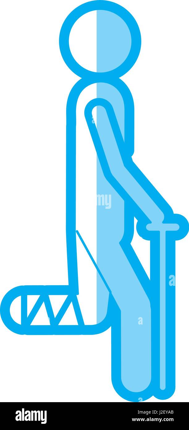 blue shading silhouette pictogram bandaged leg patient icon flat Stock ...