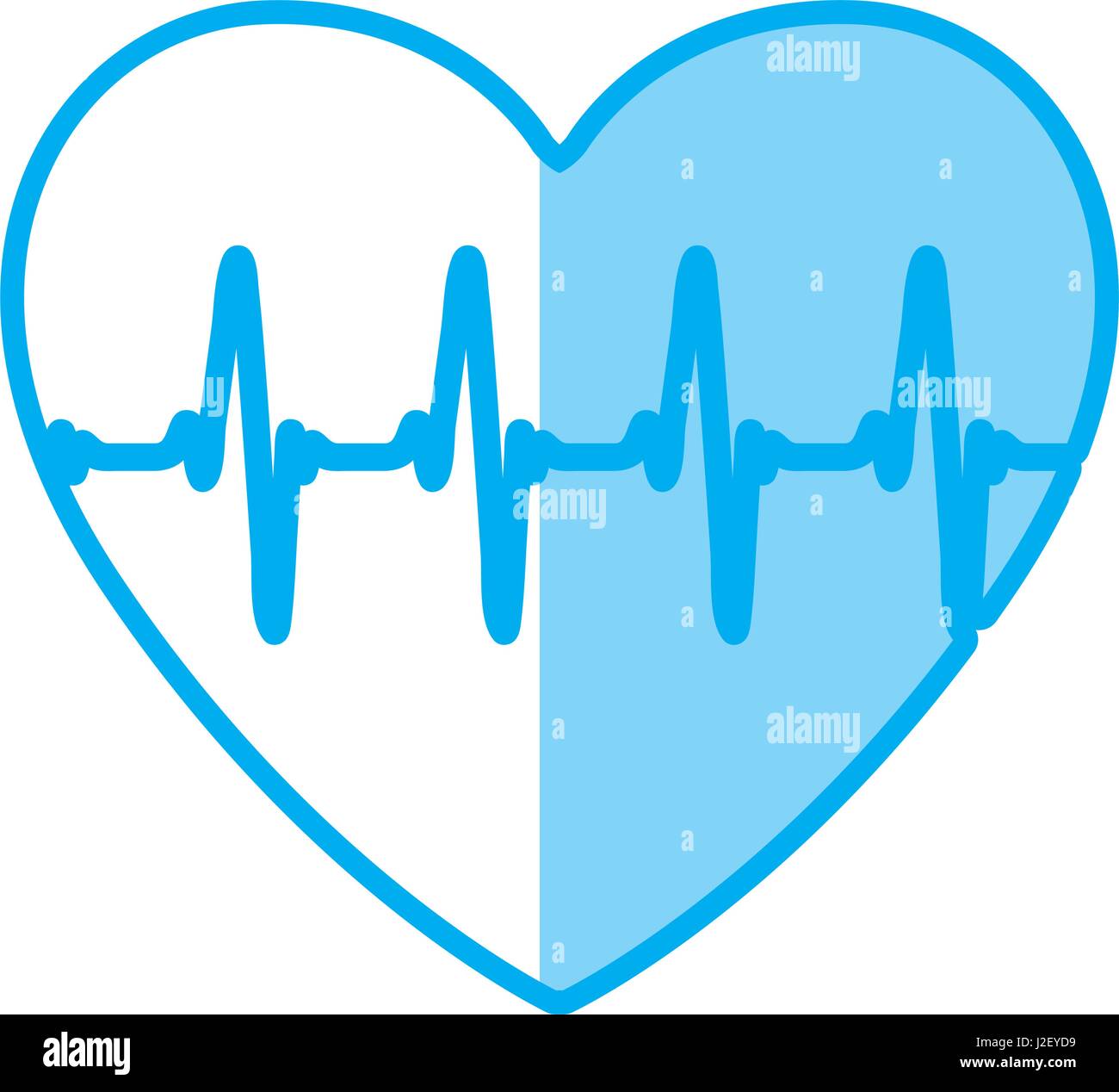 blue shading silhouette of heart with signs of life Stock Vector Image ...