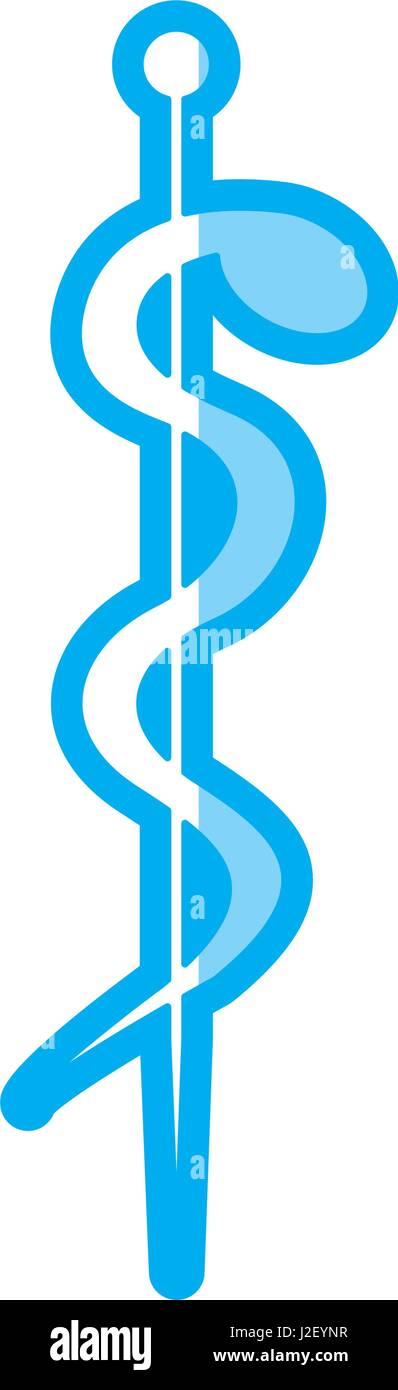 blue shading silhouette health symbol with serpent entwined Stock ...