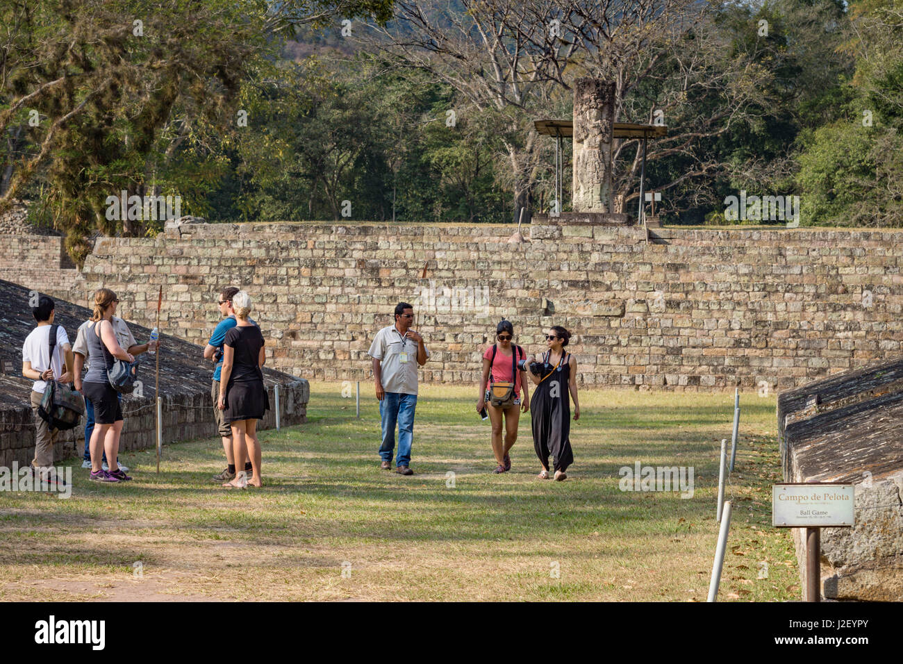 The ball court depicts the 13th ruler of Copán, Waxaklajuun Ub'aah K ...