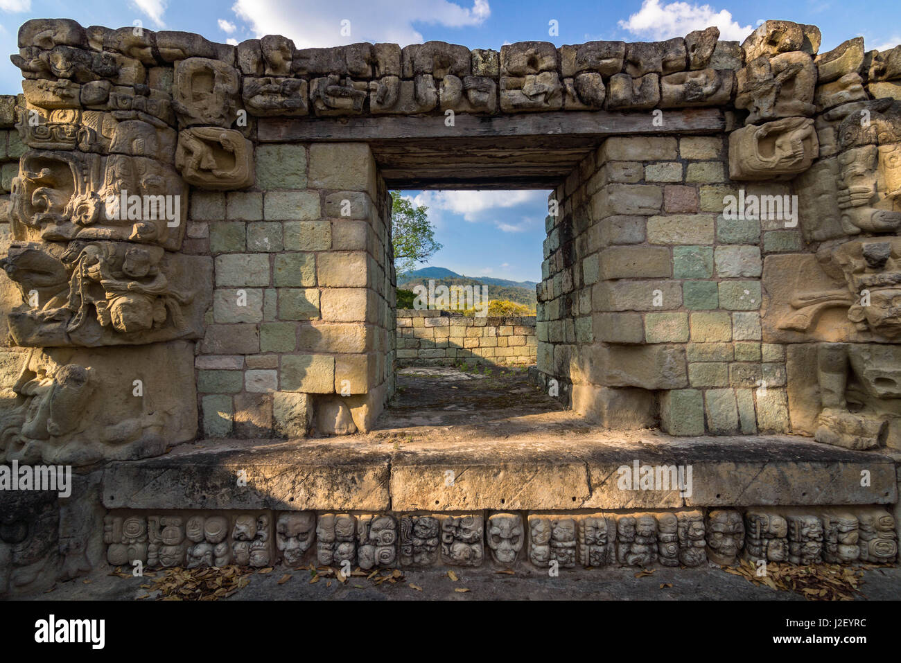 The facade of Temple 22, near the highest point of the Copán Acropolis ...