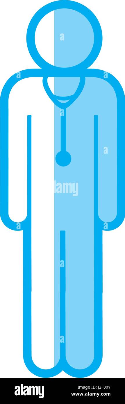 blue shading silhouette with pictogram male doctor with stethoscope ...