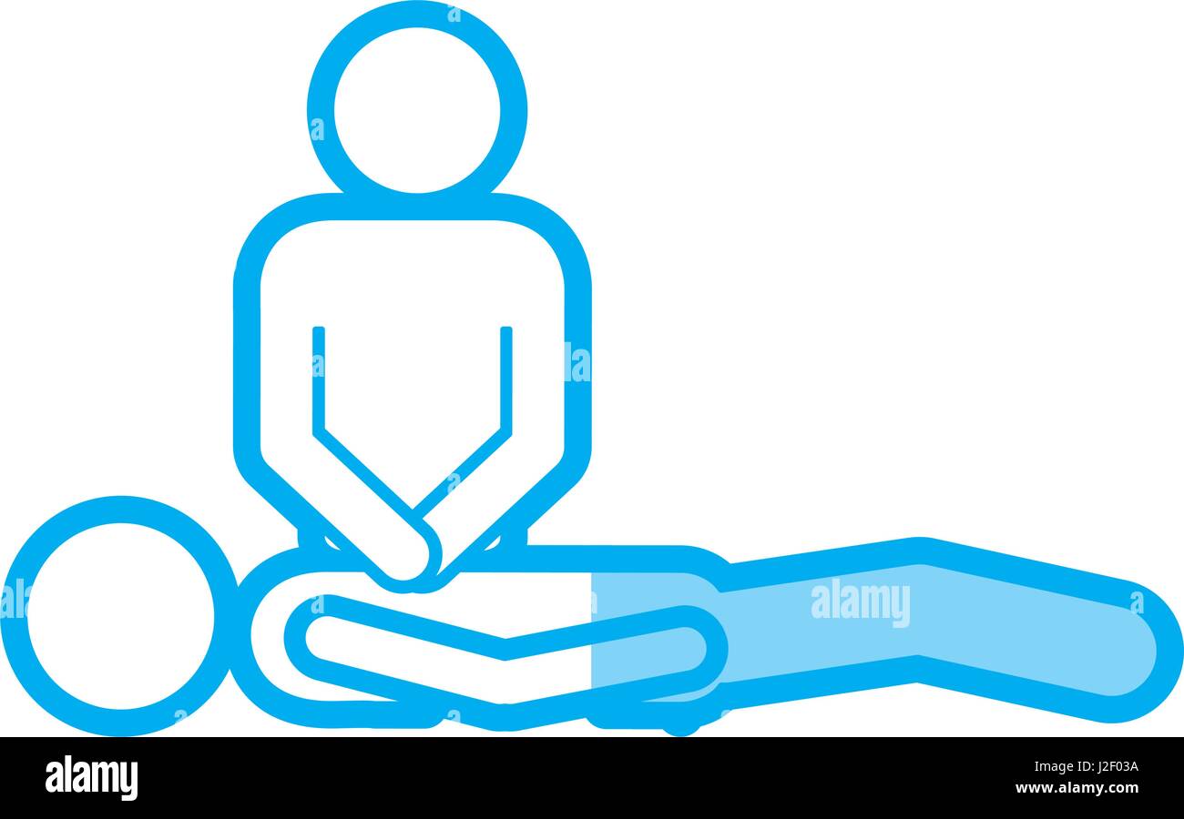 blue shading silhouette with pictogram rescue and helper patient Stock ...