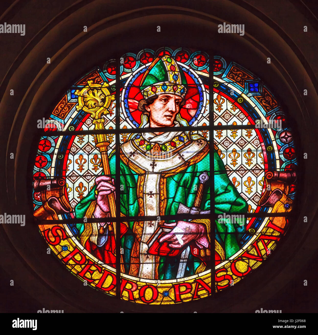 Saint Pedro Pascal, Paschal Baylon, Stained glass Cathedral, Andalusia ...