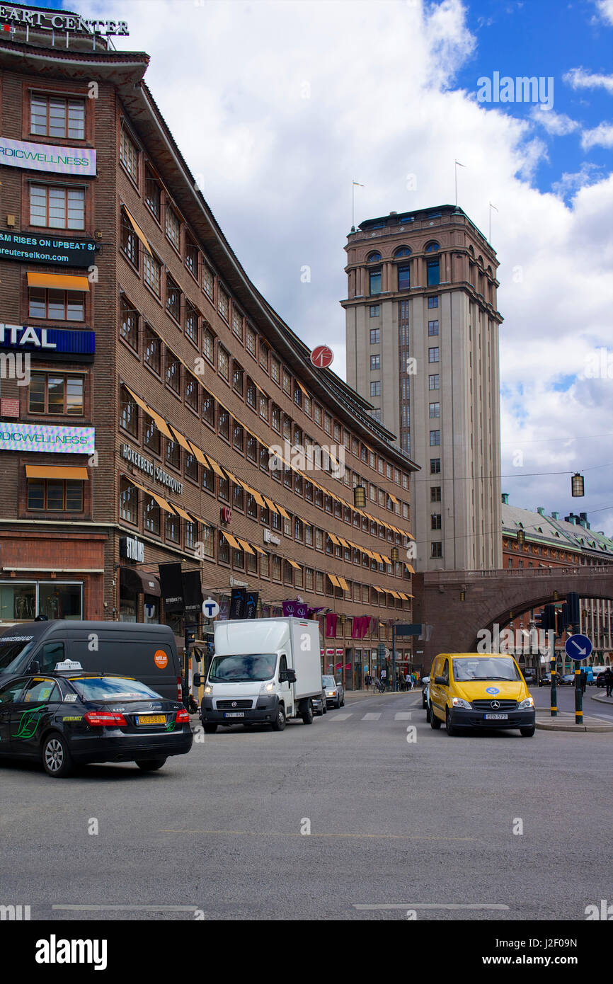 Sweden, Stockholm, buildings and typical architecture along Kungsgatan ...