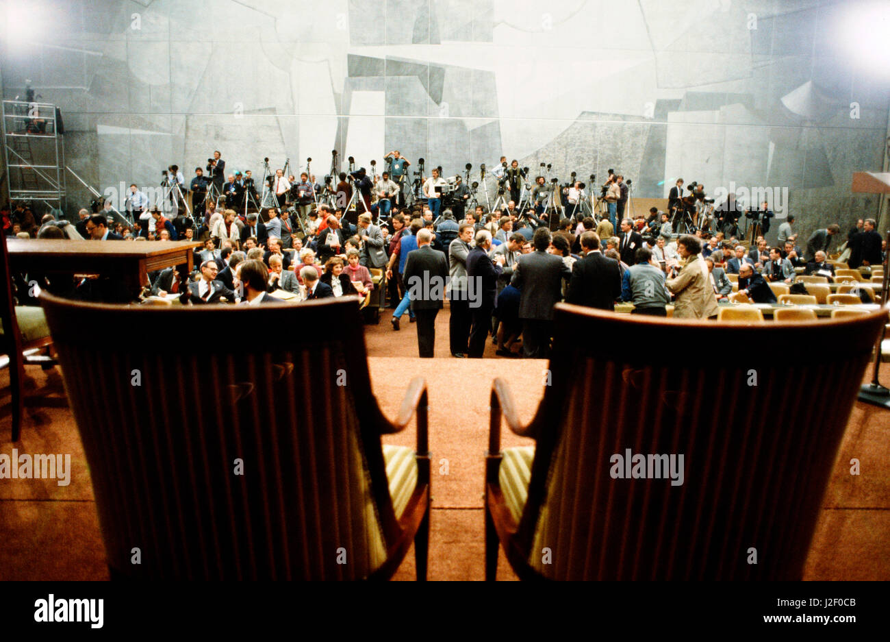 The chairs for President Reagan and Soviet General Secretary Mikhail ...