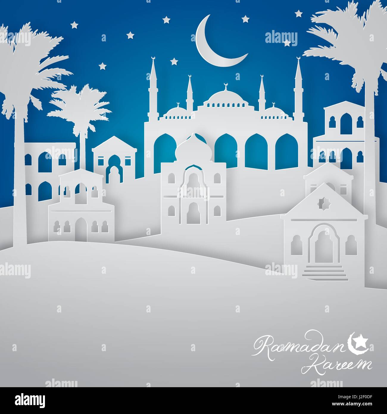 Ramadan Kareem islamic greeting background arabic landscape city view ...