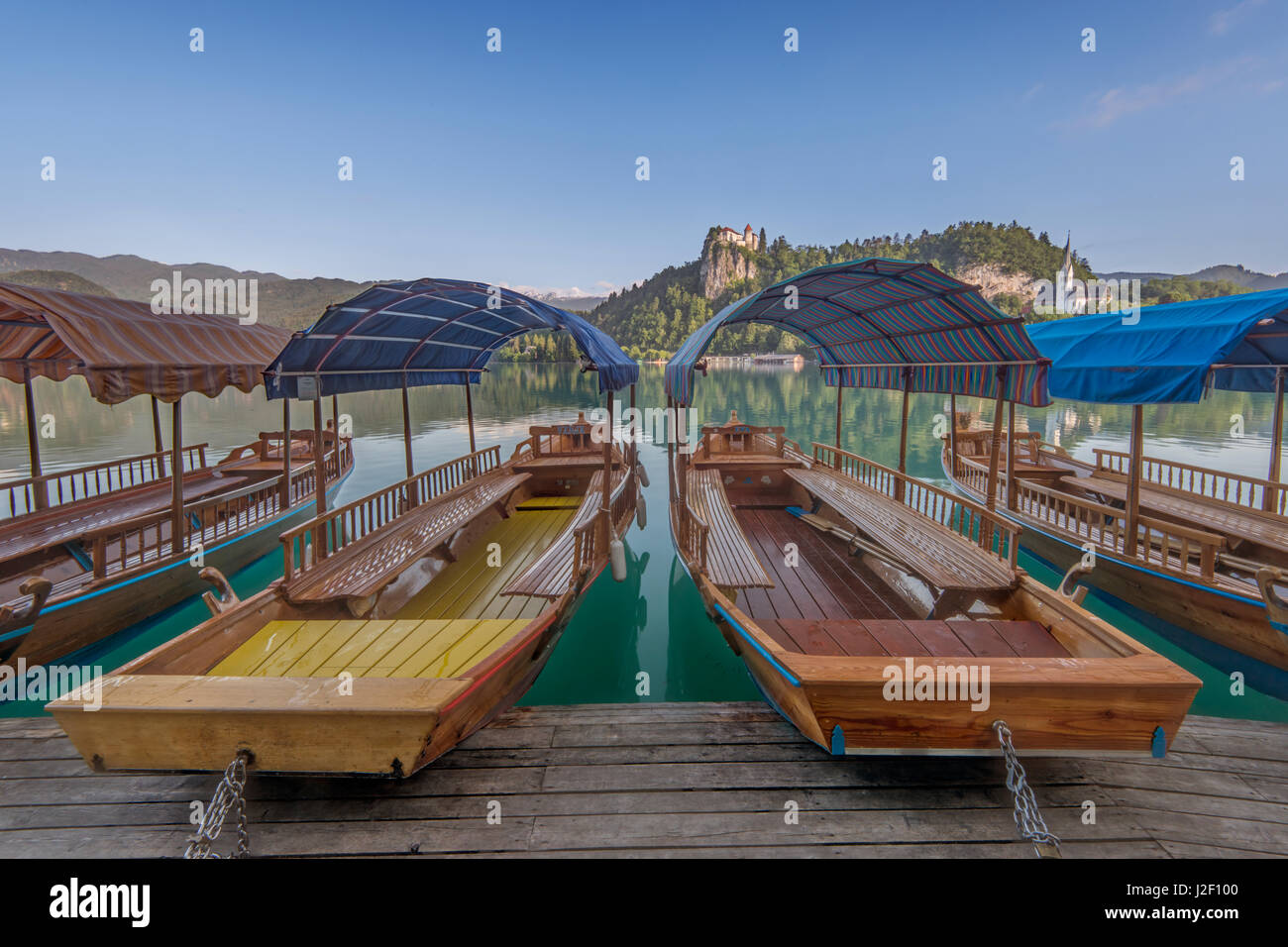 Slovenia, Bled, Lake Bled, Plenta Boats (Large format sizes available ...