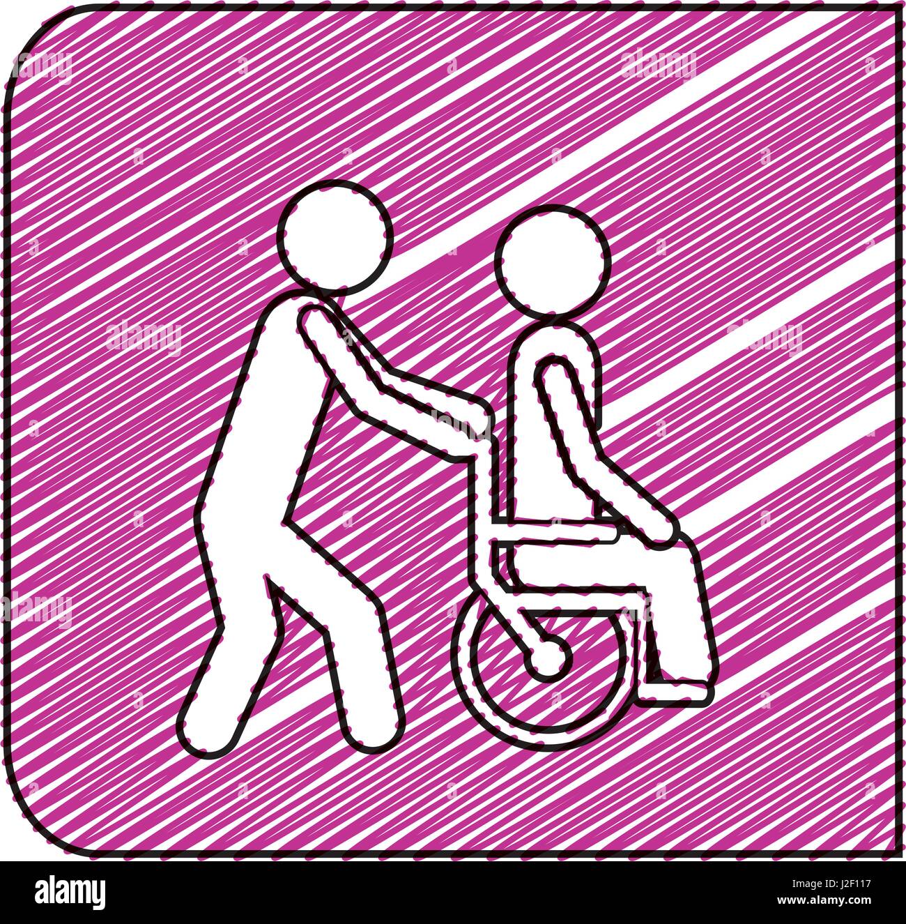color pencil drawing square frame with person helping another push a ...