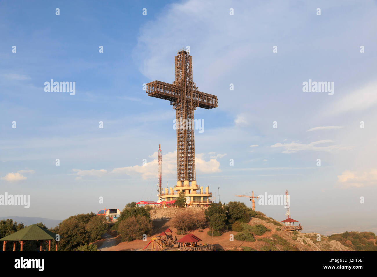 Macedonia, Skopje, The Millennium Cross is a 66-meter (217 ft.) high ...