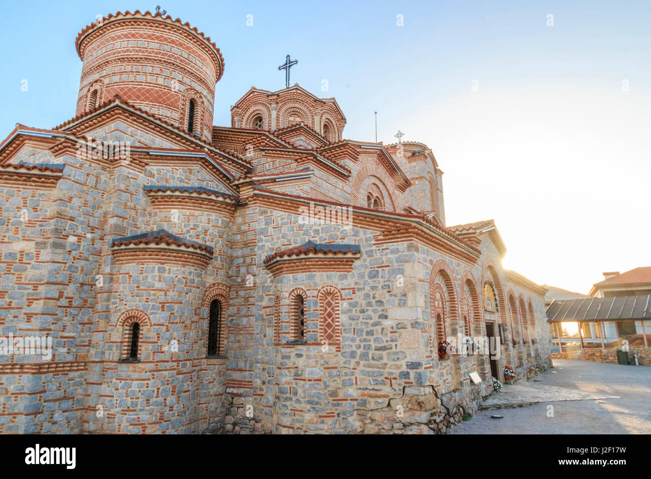 Macedonia, Ohrid, Lake Ohrid, Saint Panteleimon Monastery on Plaosnik ...