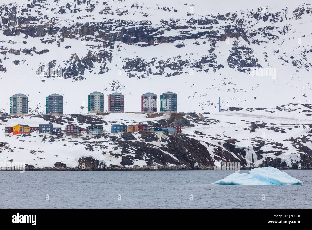 Greenland, Nuuk, houses of Qinngorput, newly developed suburb Stock ...