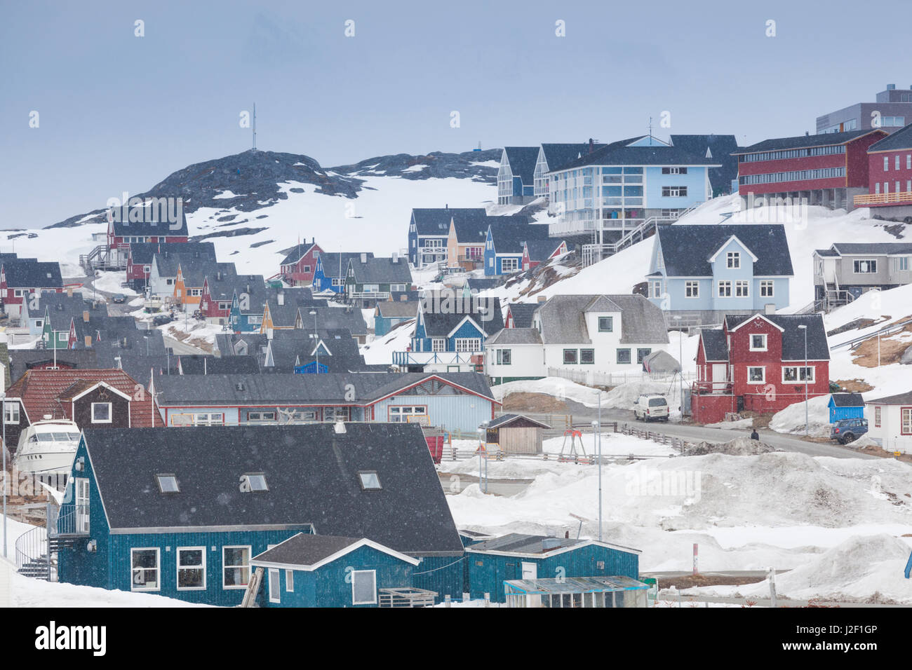 Greenland, Nuuk, central Nuuk under snow Stock Photo - Alamy