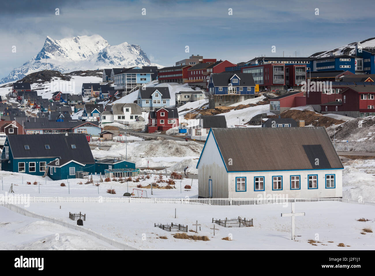 Greenland, Nuuk, city skyline with Sermitsiaq Mountain Stock Photo - Alamy