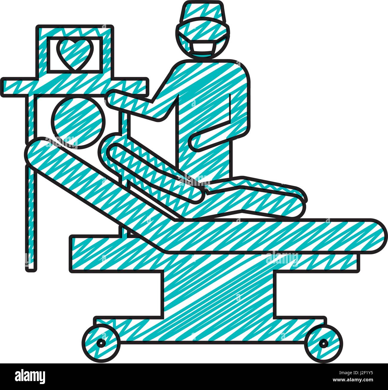 color pencil drawing of pictogram person with cardiologist Stock Vector ...