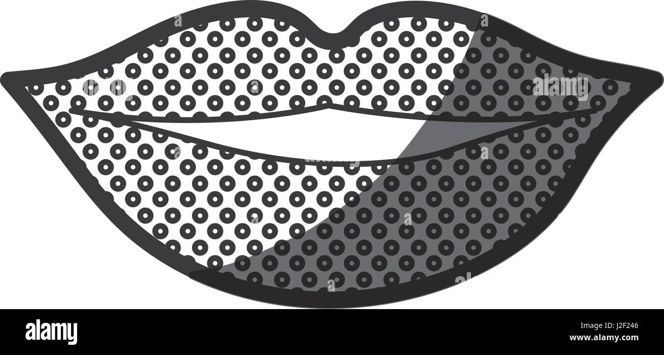 monochrome silhouette of lips with contour dotted Stock Vector Image ...