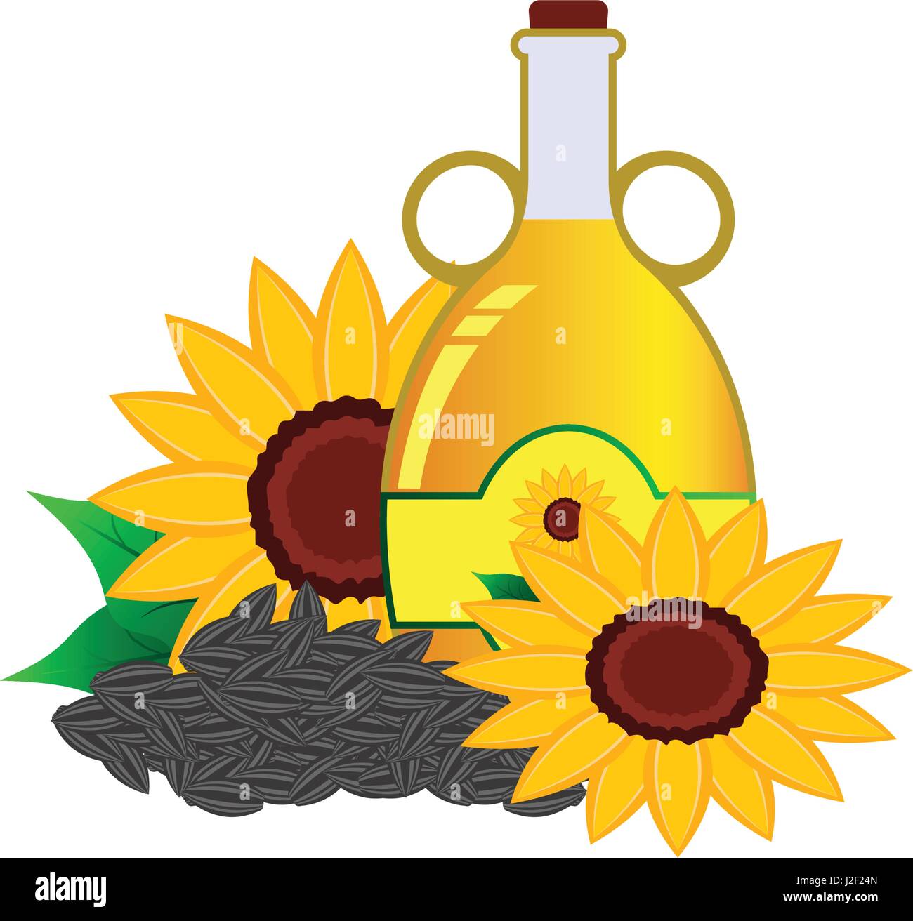 sunflower oil, flower, seed sunflower concept. vector illustration ...