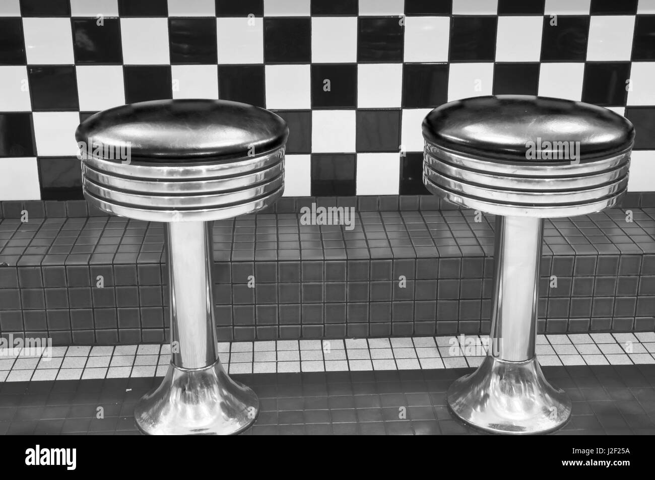New Mexico, Albuquerque. Diner Stools, along historic Route 66 ...
