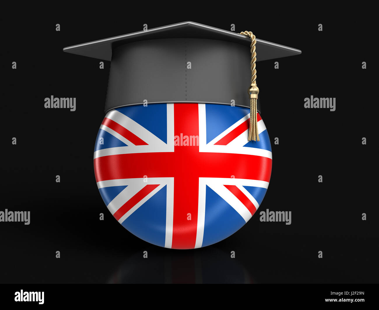 Graduation cap and UK flag. Image with clipping path Stock Photo - Alamy