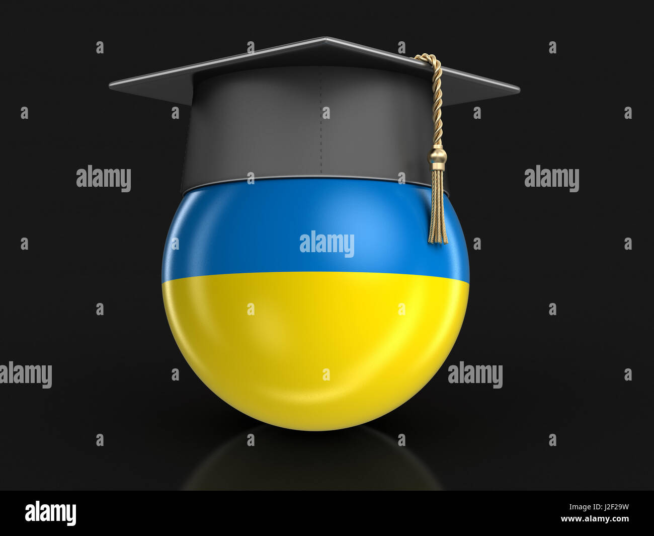 Graduation cap and Ukrainian flag. Image with clipping path Stock Photo ...