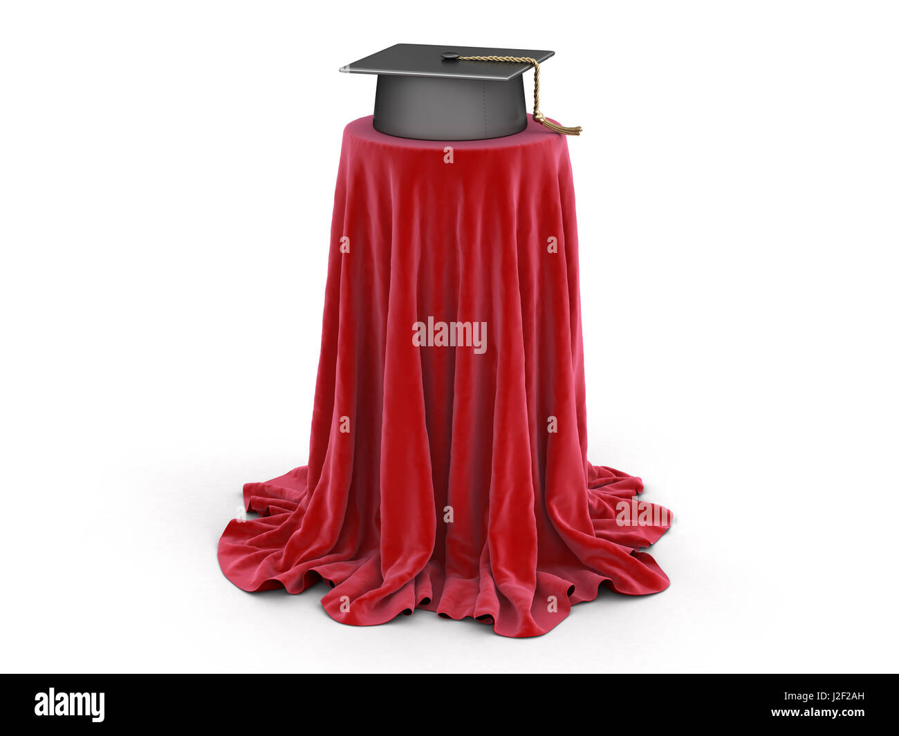 Graduation cap on table covered cloth. Image with clipping path Stock ...