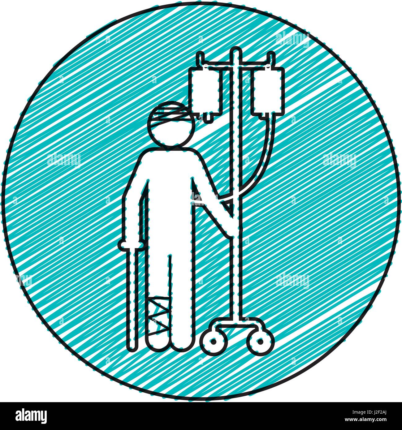 color pencil drawing circular frame of pictogram bandage patient ...