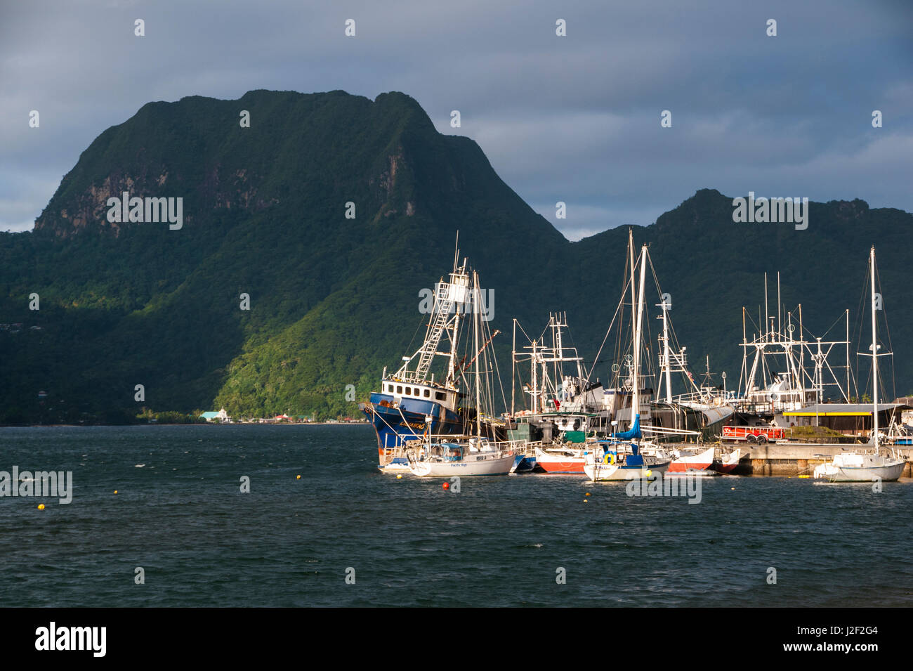 Pago Pago harbor, Tutuila Island, American Samoa, South Pacific Stock ...