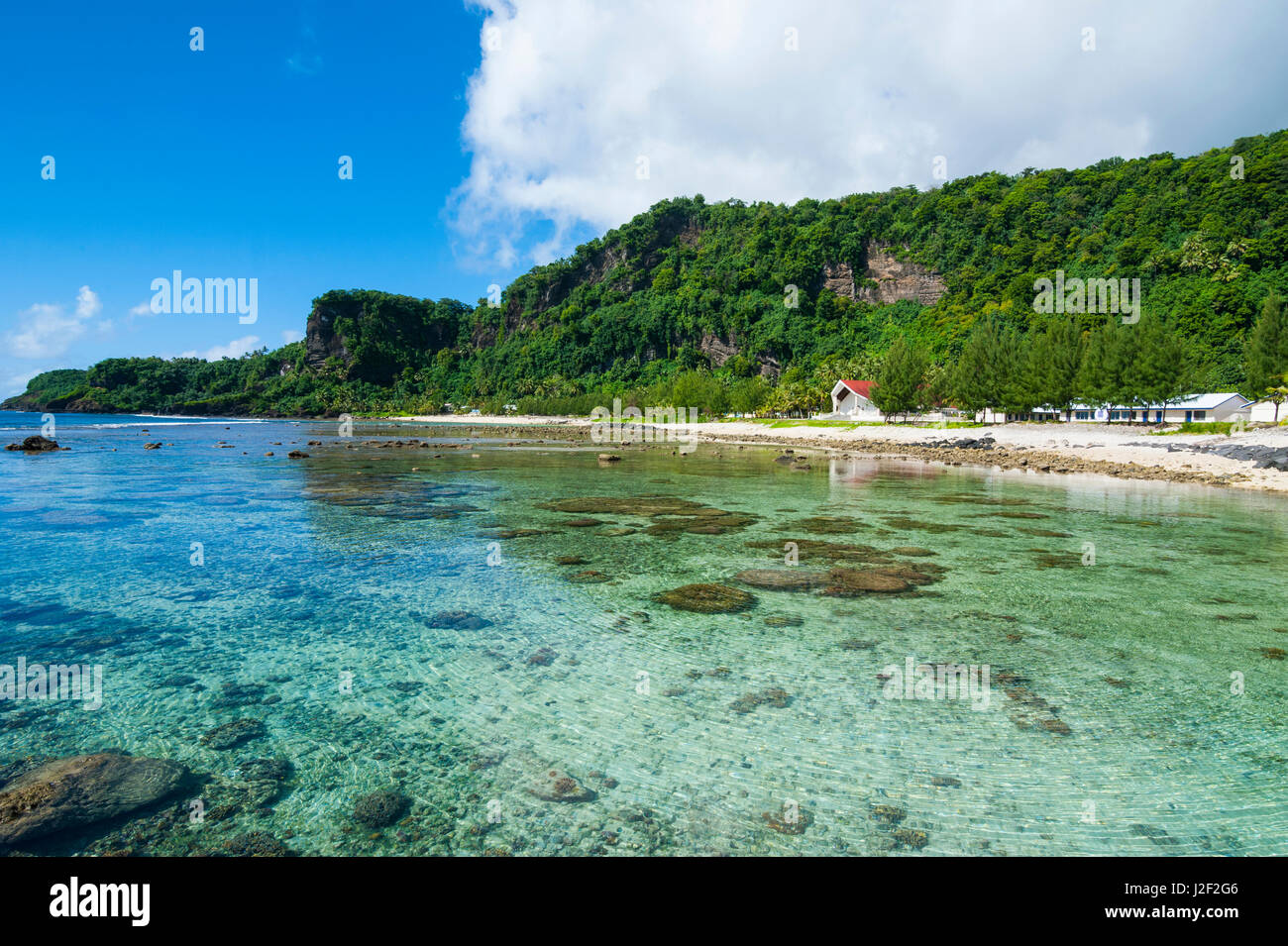Pretty bay and turquoise water in Tau Island, Manuas, American Samoa ...
