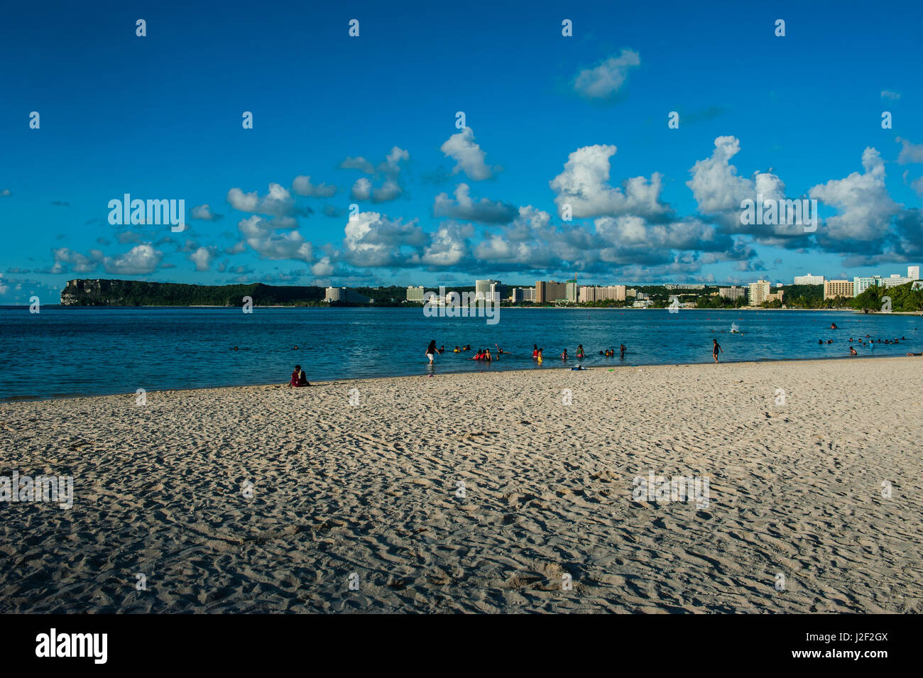 The bay of Tamuning with its hotel resorts in Guam, US Territory ...