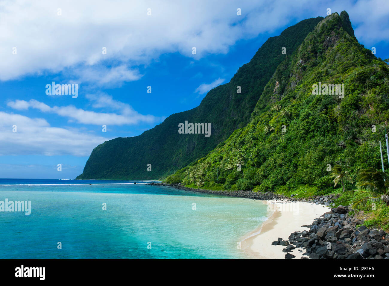 Turquoise water and white sand beach at Ofu Island, Manu'a Island Group ...