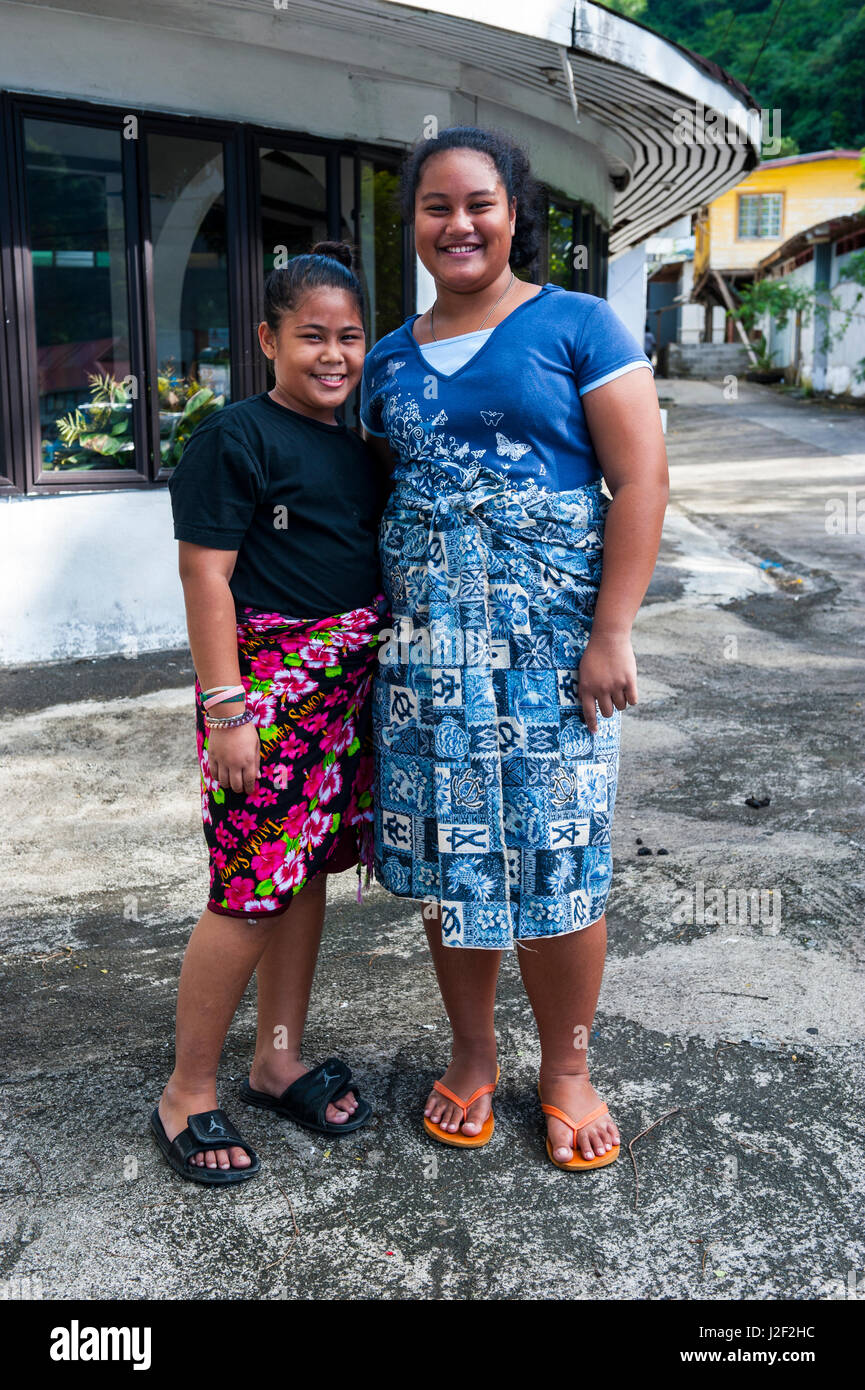 Two girls on Tutuila Island, American Samoa, South Pacific Stock Photo ...