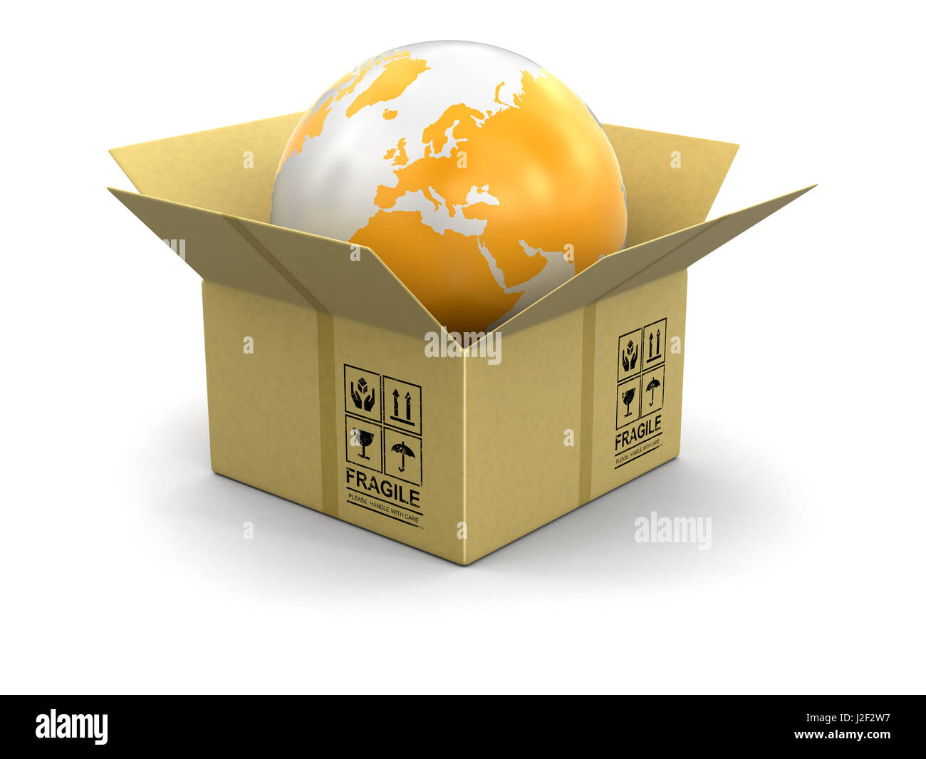 Open package with Globe. Image with clipping path Stock Photo - Alamy