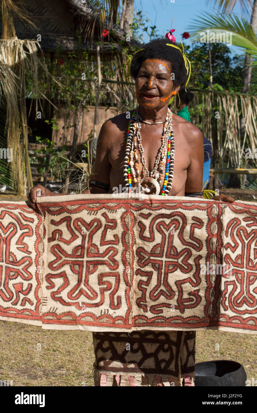 Papua New Guinea, Tufi. Traditional handmade tapa cloth, made from the ...