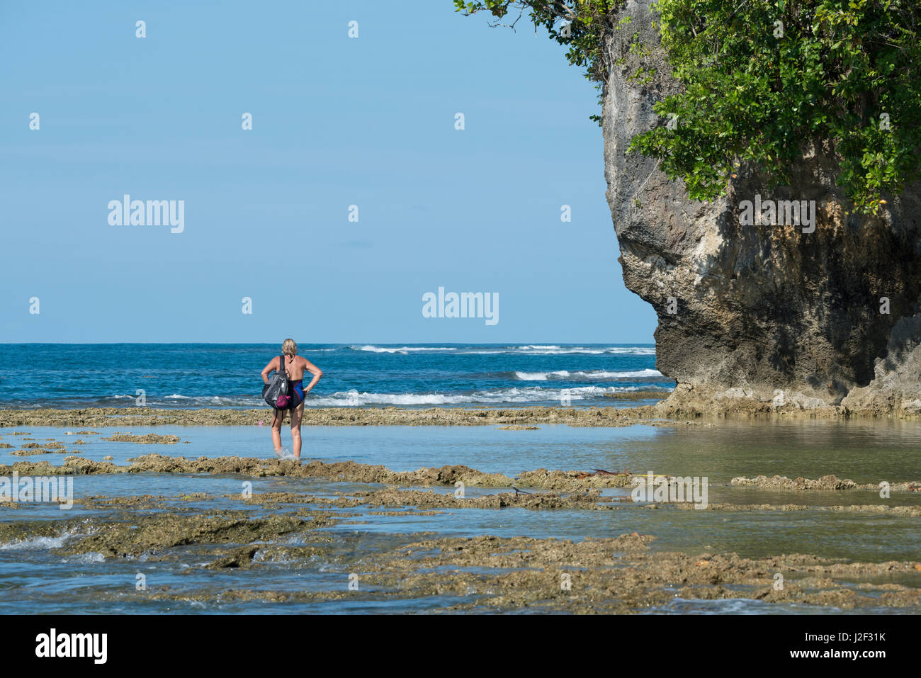 Melanesia, Papua New Guinea. Village of Vanimo. Coastal view of Vanimo ...