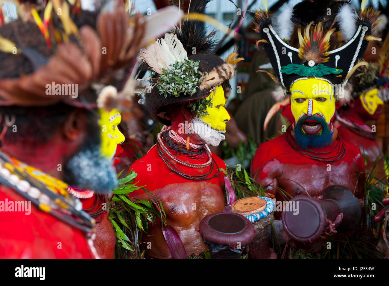 Colorful dress and face painted local tribes celebrating the ...