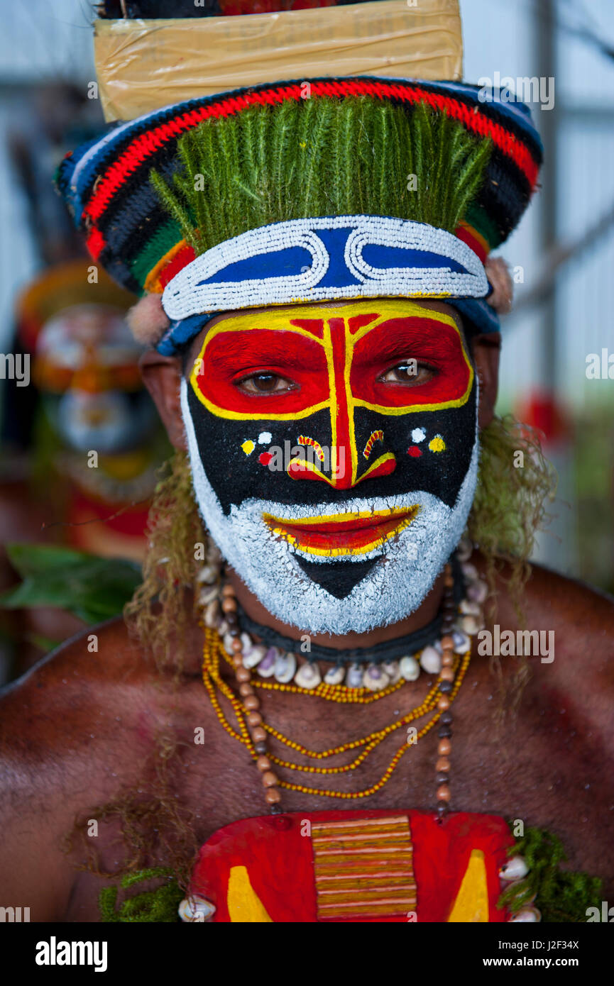 Colorful dress and face painted local tribes celebrating the ...