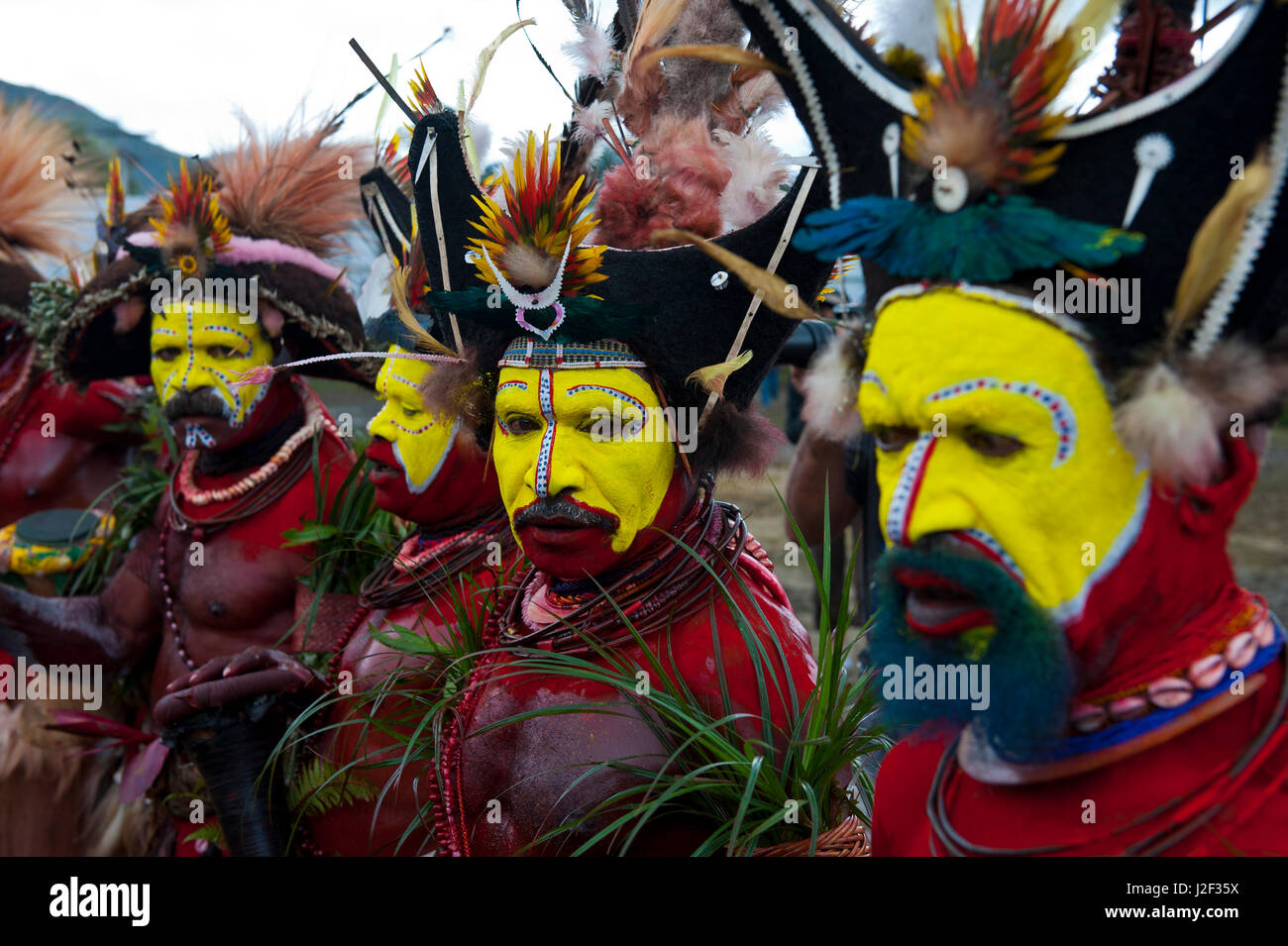 Colorful dress and face painted local tribes celebrating the ...