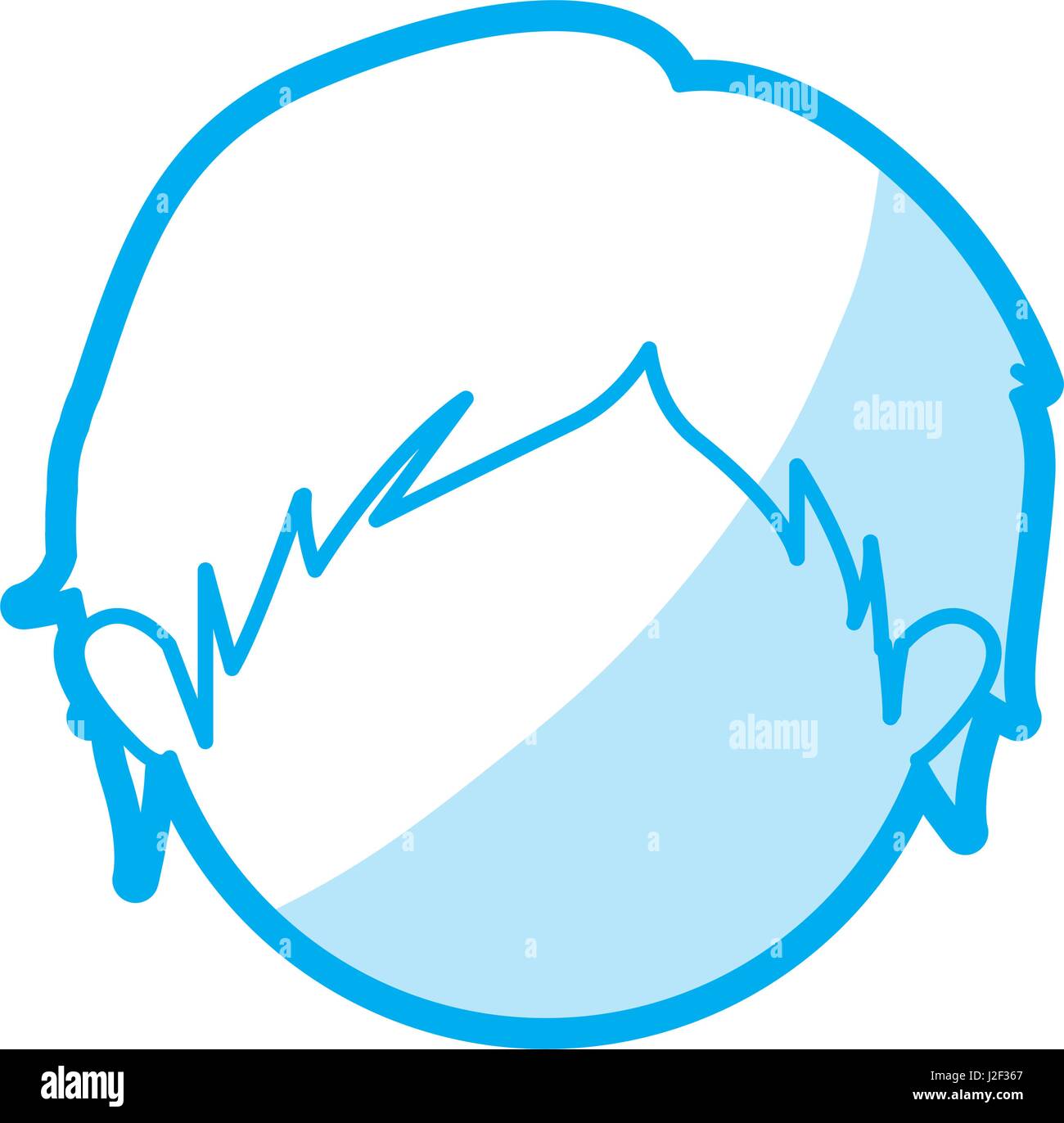 blue color contour of head faceless of boy with short hair Stock Vector ...