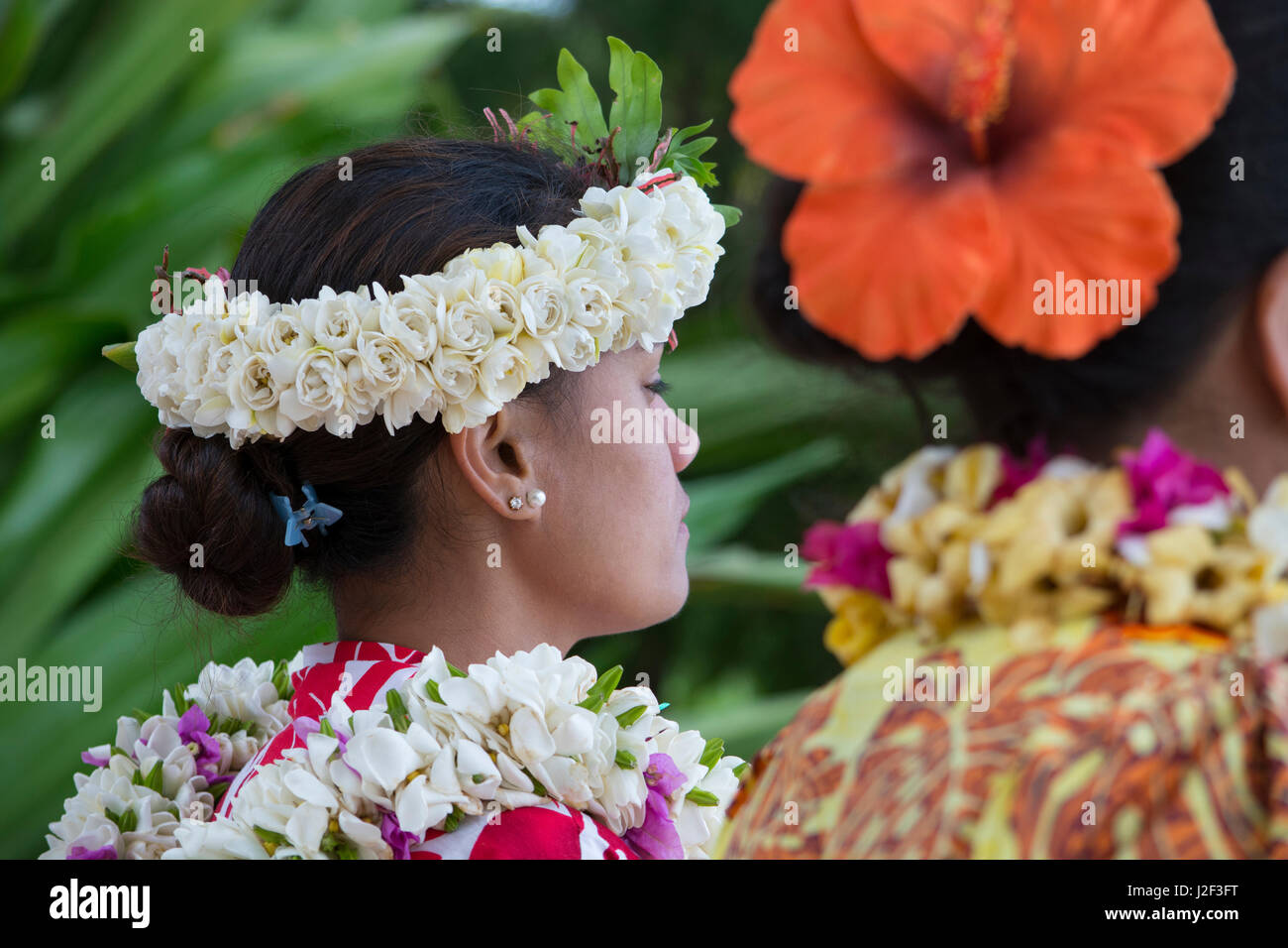 French Polynesia, Austral Islands, Raivavae. Polynesian welcome ...