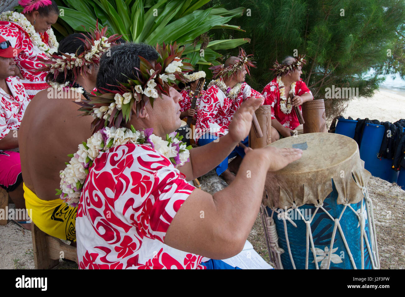 French Polynesia, Austral Islands, Raivavae. Polynesian welcome ...