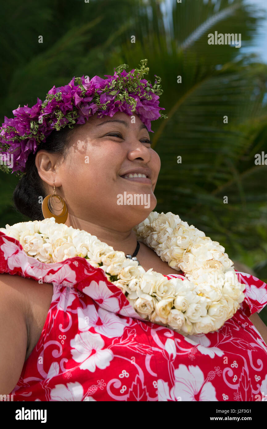 French Polynesia, Austral Islands, Raivavae. Polynesian welcome ...