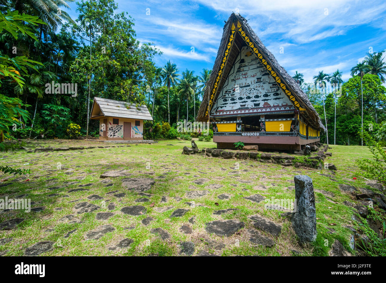 Oldest Bai of Palau, house for the village chiefs, Island of Babeldaob ...