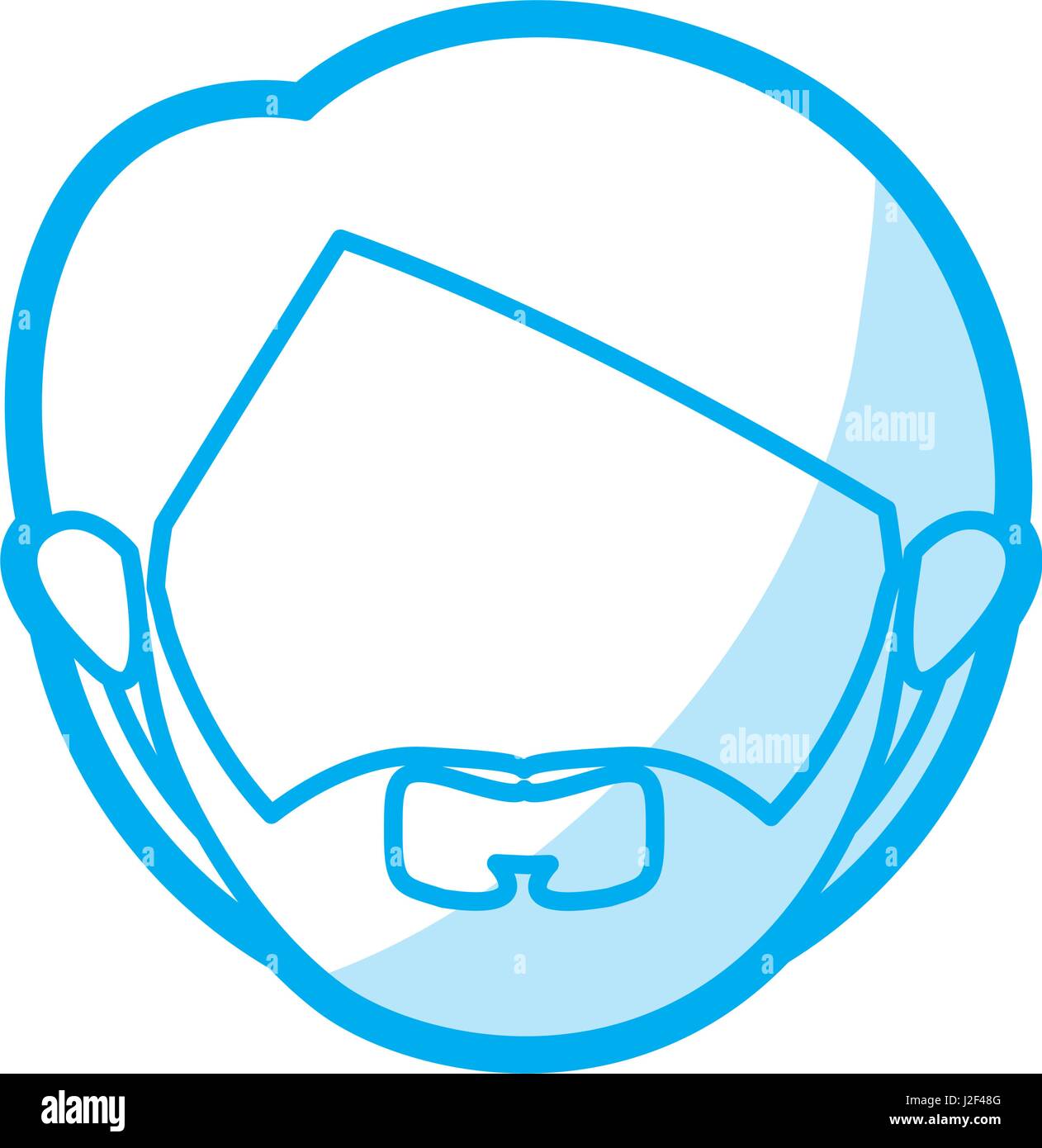 blue color contour of head faceless of man with beard and mustache ...