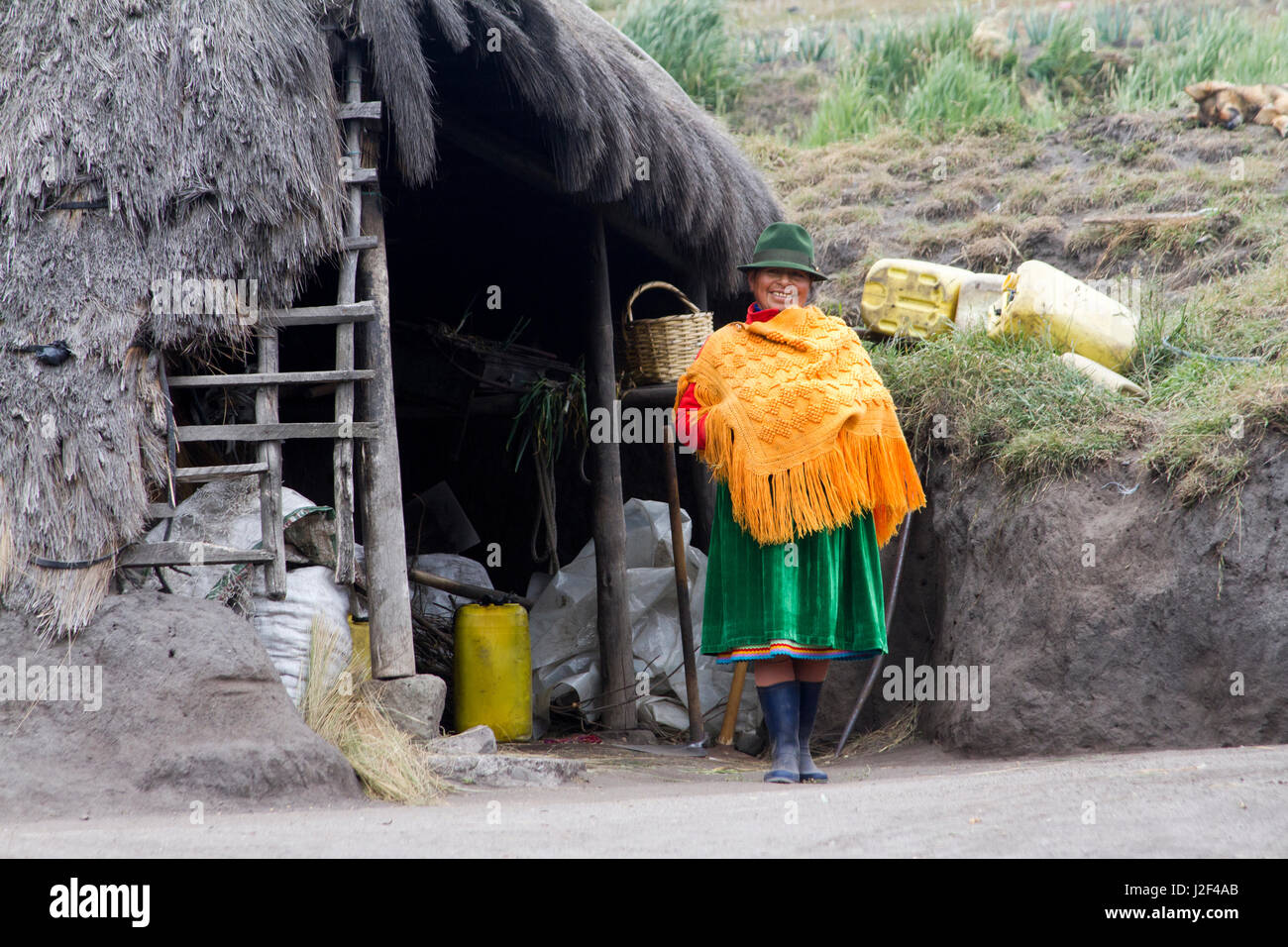 Local indigenous home in the Andean mountains near Laguna Quilotoa ...
