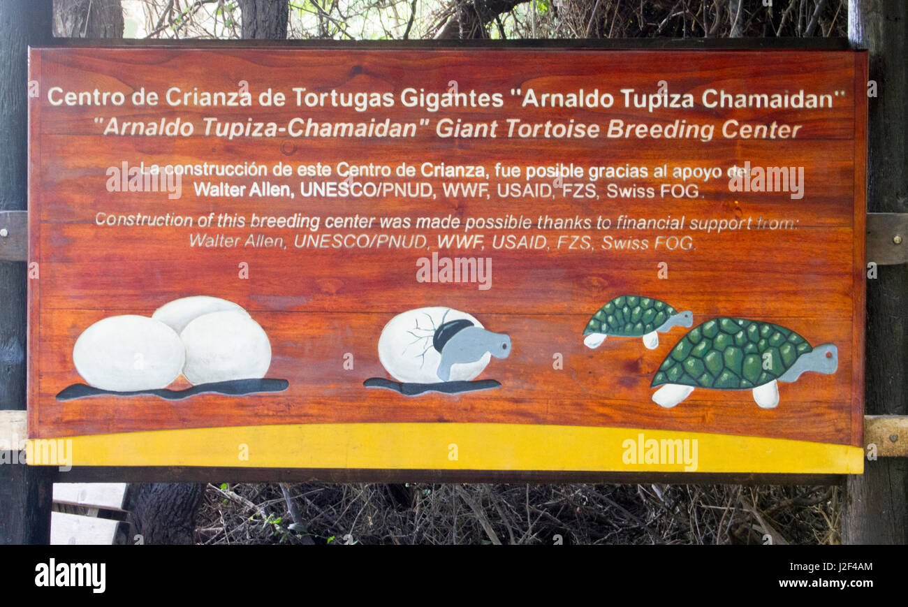 Sign at entrance to Centro de Crianza de Tortugas Terrestres, Isabela ...