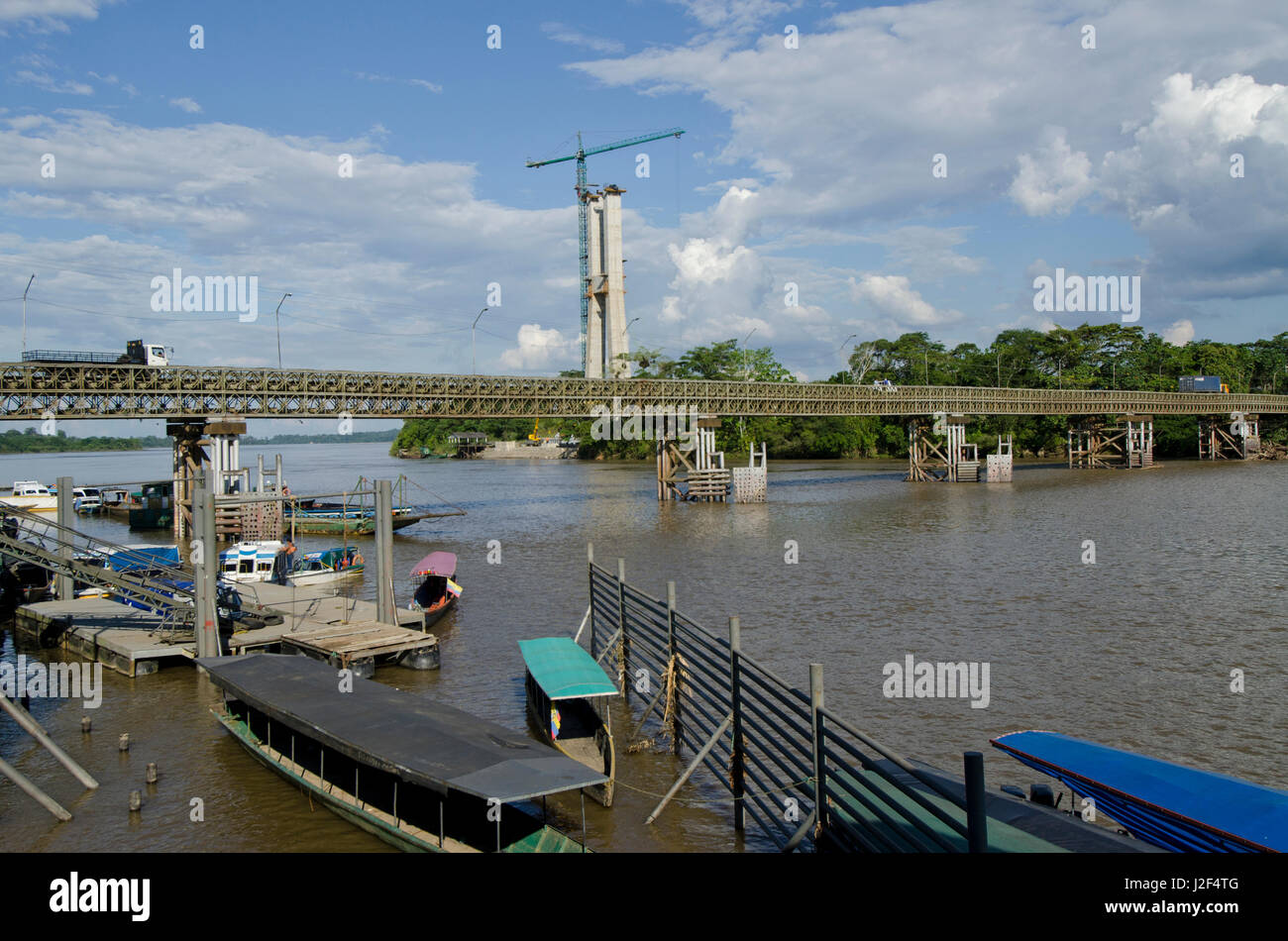 Old Bridge crossing Napo River now being replaced with larger, dual ...